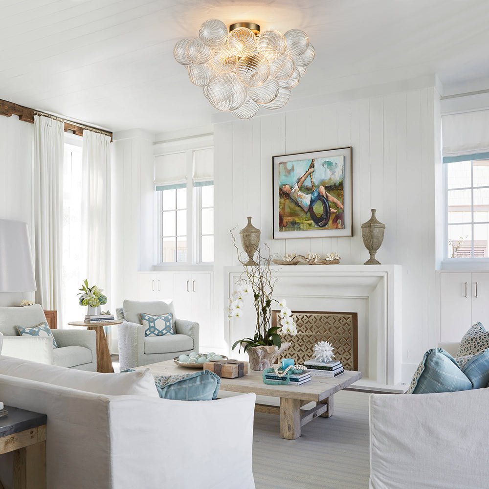 Swirled Glass Globe Bubble Flush Mount Chandelier | Farmhouze Light