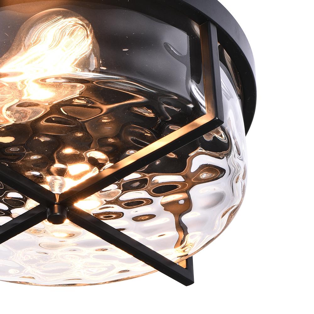Hammered Glass Metal Black Flush Mount | Farmhouze Light | Entryway ...
