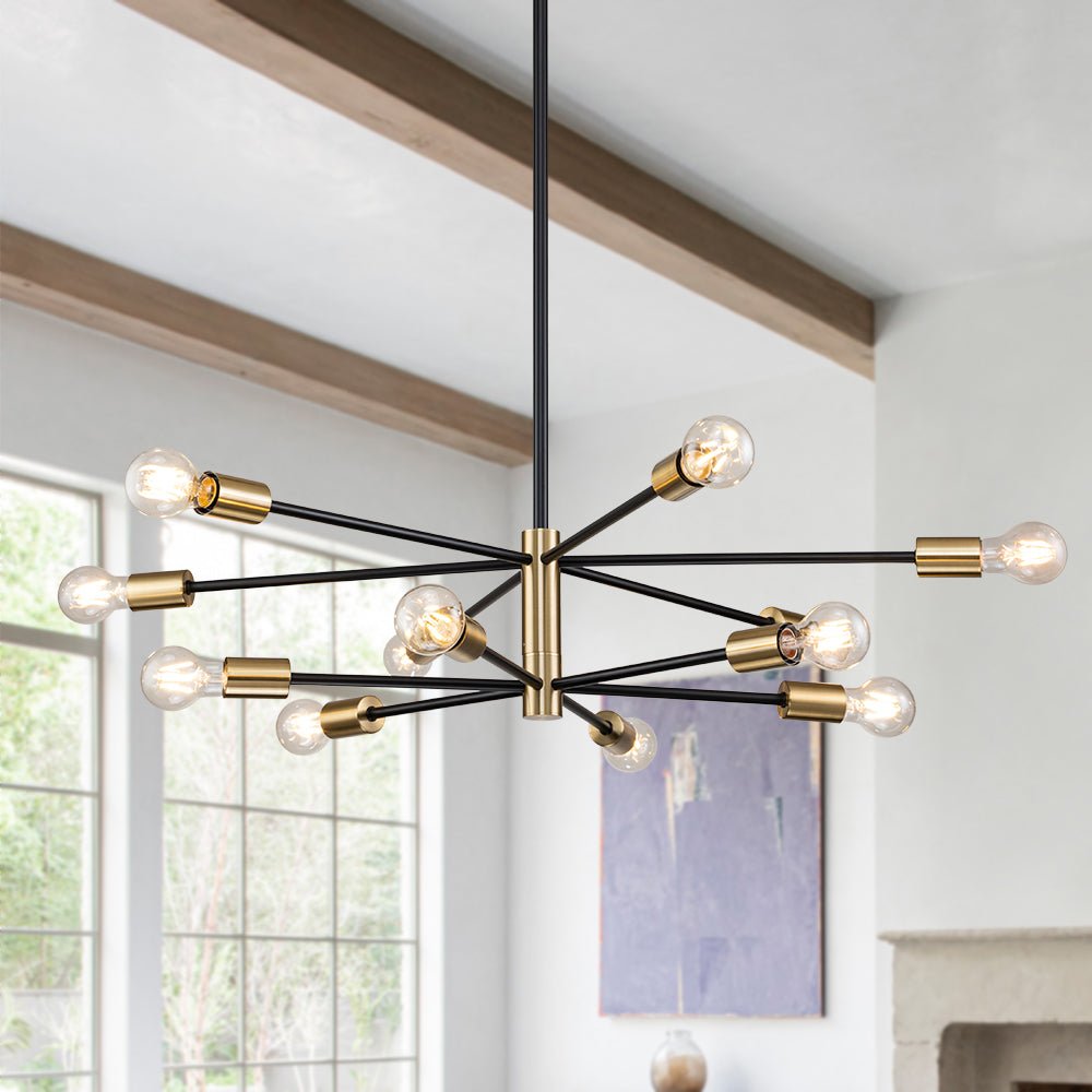 Industrial Classic Linear Sputnik Light Fixture Black Farmhouze Light