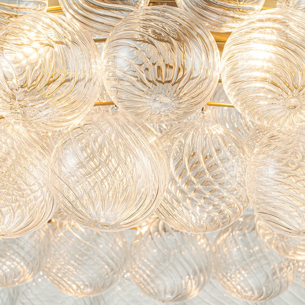 Kitchen Dining Swirled Glass Bubble Round Chandelier Farmhouze Light