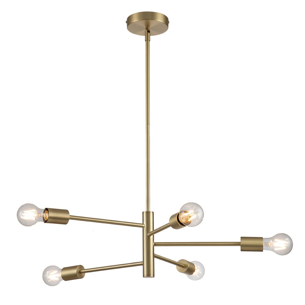 Modern 5-Light Metal Sputnik Linear Chandelier Black | Farmhouze Light