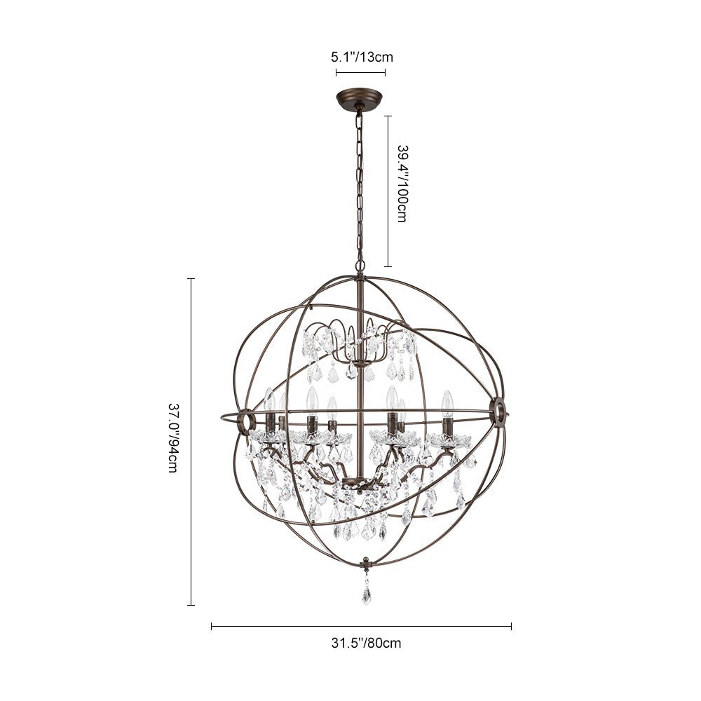 Modern Farmhouse Sphere 8-Light Crystal Orb Chandelier Farmhouze Light
