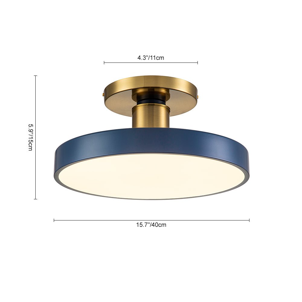 Scandinavian Blue Round LED Semi Flush Mount Light | Farmhouze Light