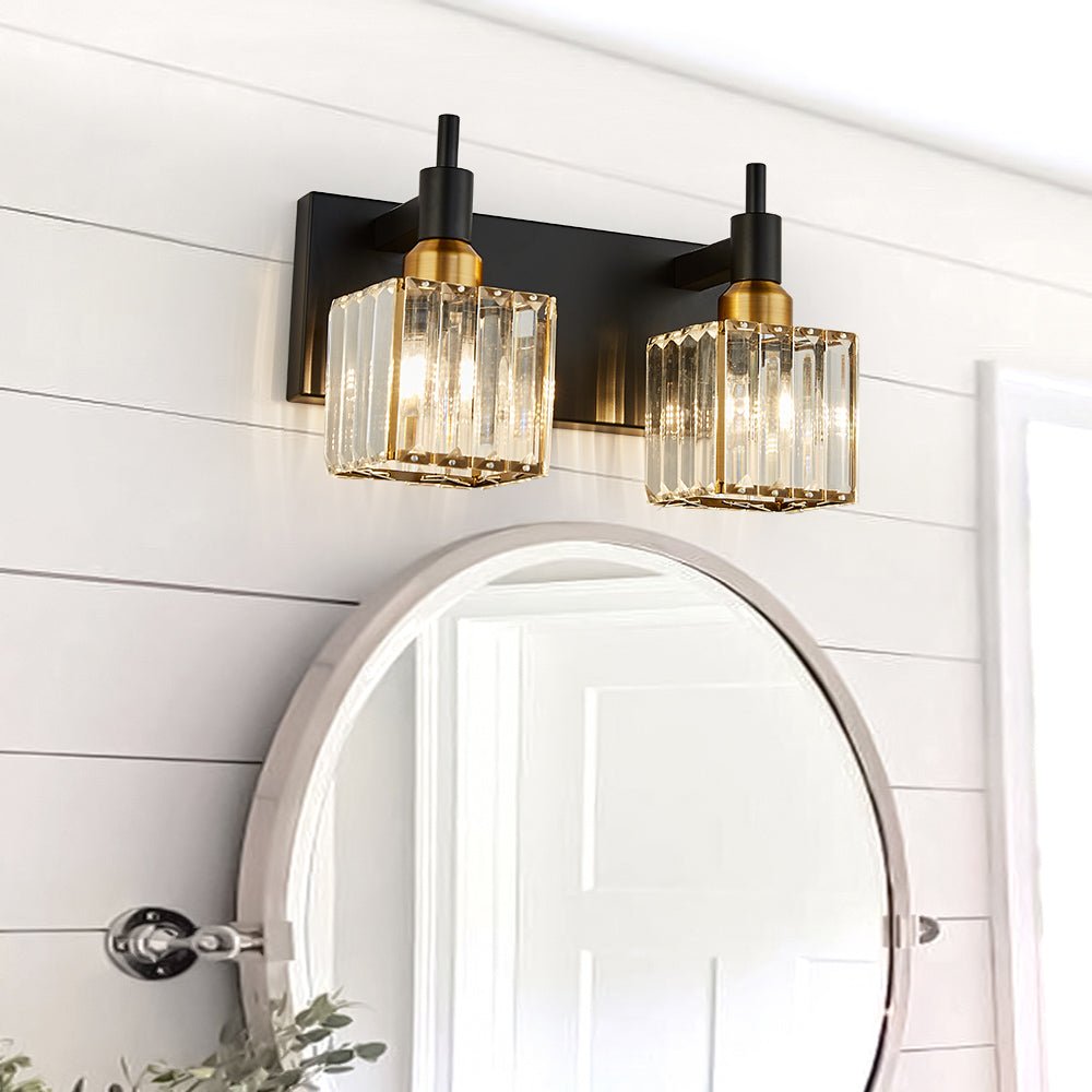 Modern Square Crystal Shade Bathroom Vanity Wall Light Farmhouze Light