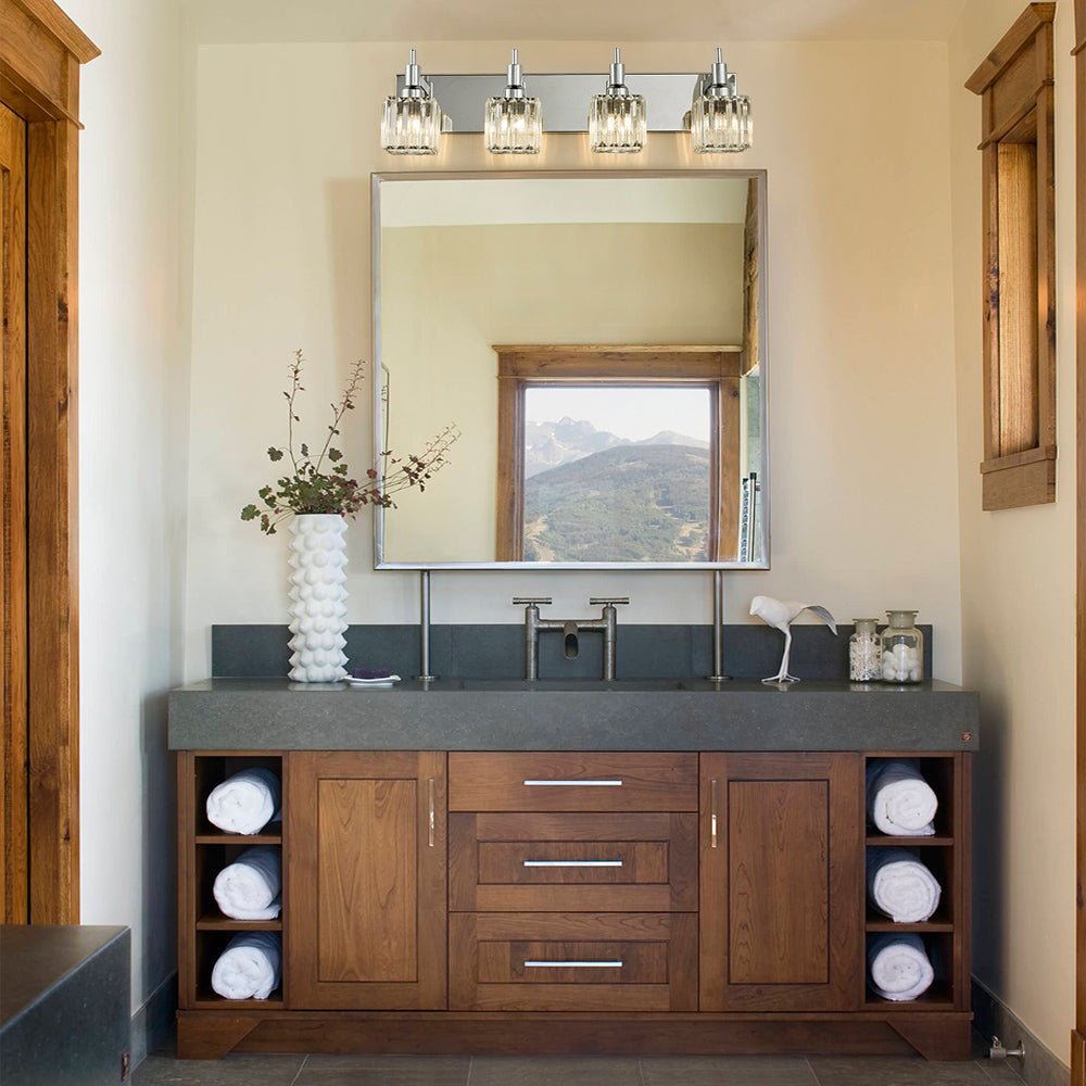 Modern Square Crystal Shade Bathroom Vanity Wall Light Farmhouze Light