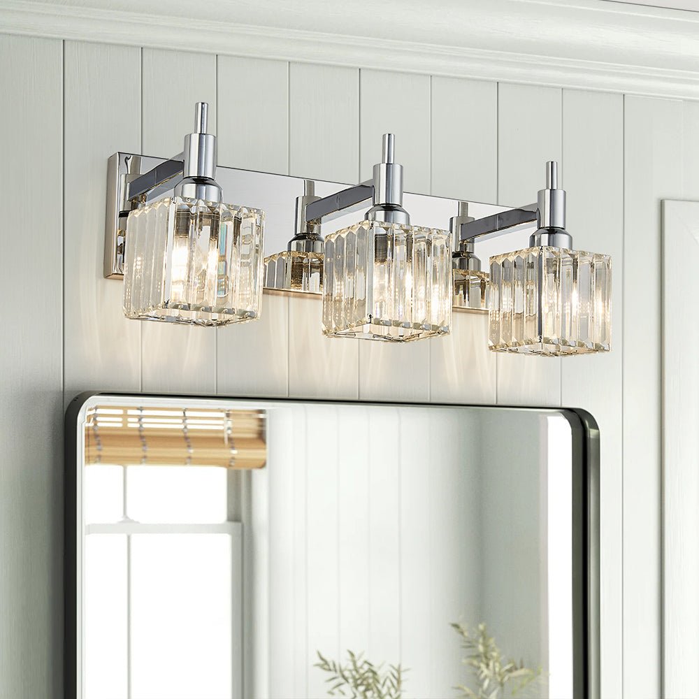 Modern Square Crystal Shade Bathroom Vanity Wall Light Farmhouze Light