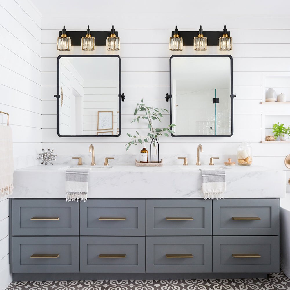 Modern Square Crystal Shade Bathroom Vanity Wall Light Farmhouze Light