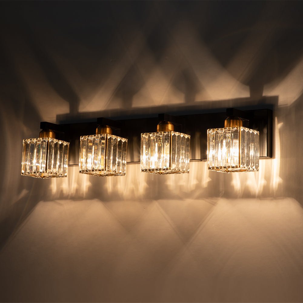 Modern Square Crystal Shade Bathroom Vanity Wall Lamp Farmhouze Light