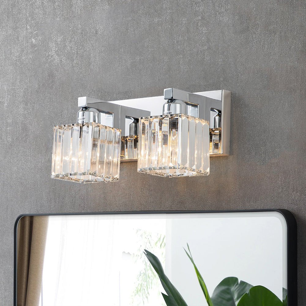Modern Square Crystal Shade Bathroom Vanity Wall Lamp Farmhouze Light