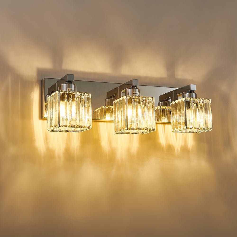 Modern Square Crystal Shade Bathroom Vanity Wall Lamp Farmhouze Light