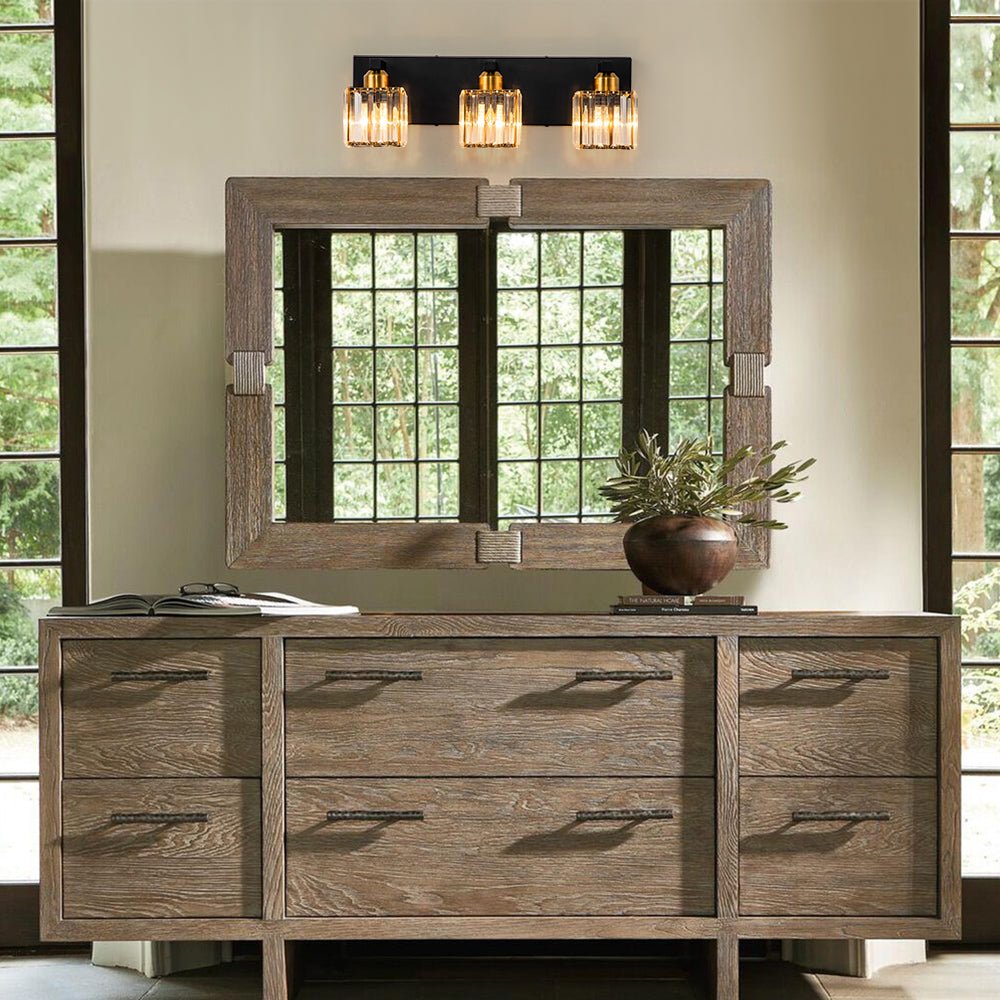 Modern Square Crystal Shade Bathroom Vanity Wall Lamp Farmhouze Light