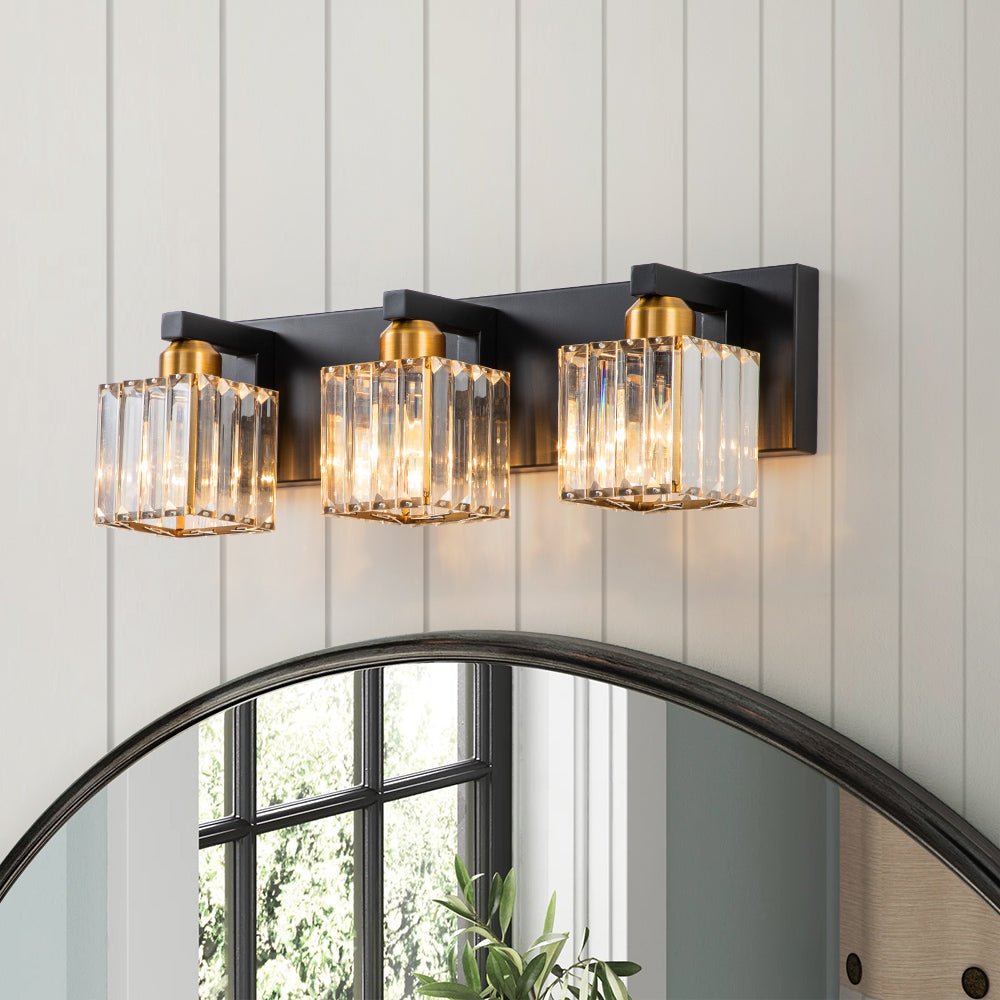 Modern Square Crystal Shade Bathroom Vanity Wall Lamp Farmhouze Light