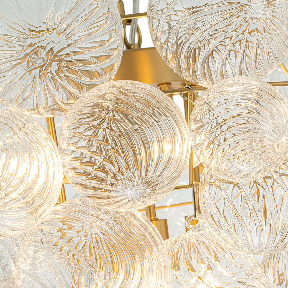 Swirled Glass Globe Cluster Bubble Chandelier Brass | Farmhouze Light